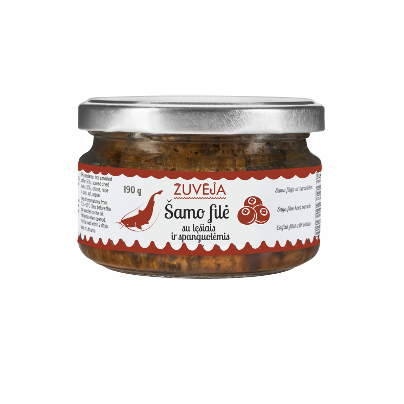 Konservuoti gaminiai: Šamo filė su lęšiais ir spanguolėmis