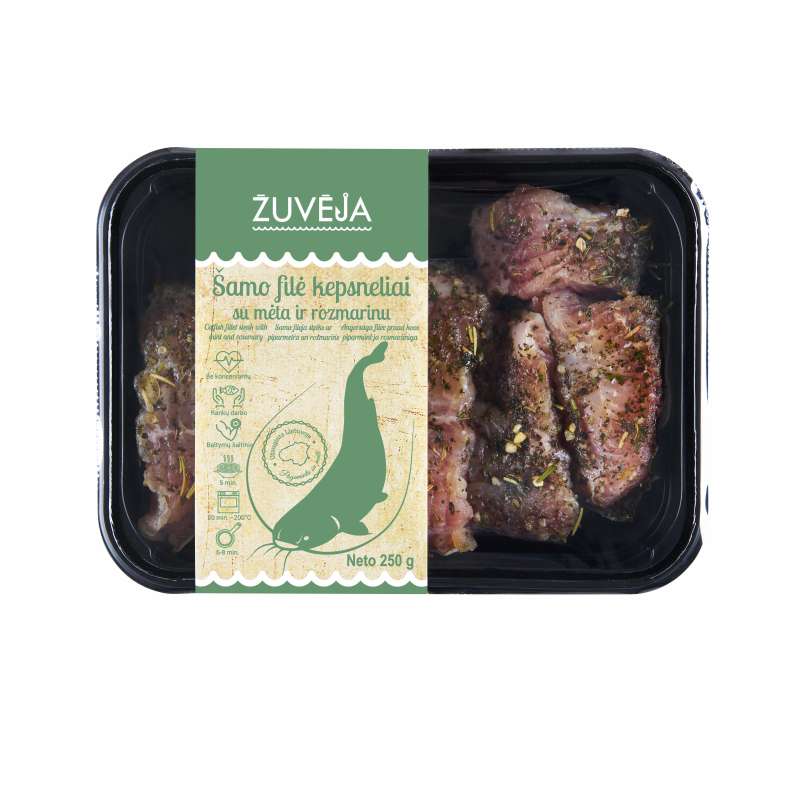 Filė kepsneliai: Šamo filė kepsneliais su mėta ir rozmarinu